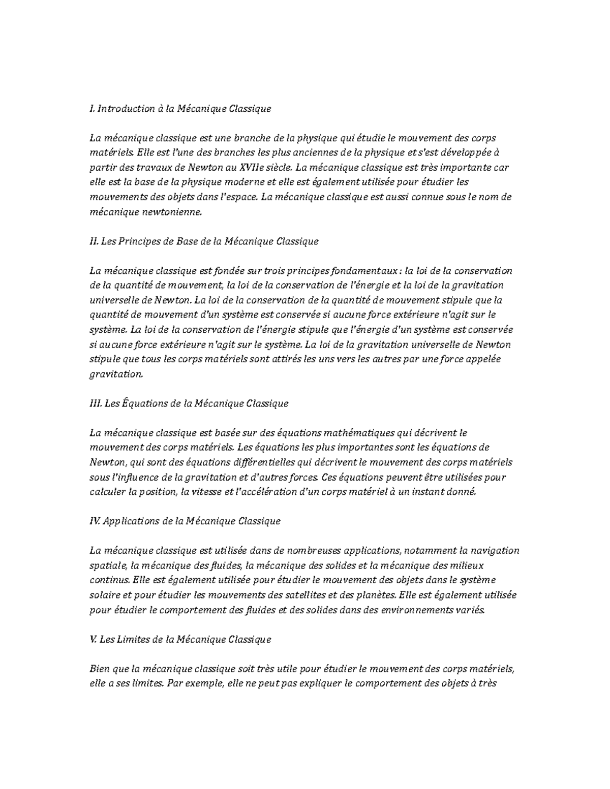 Classical Mechanics Study Notes - I. Introduction à la Mécanique ...