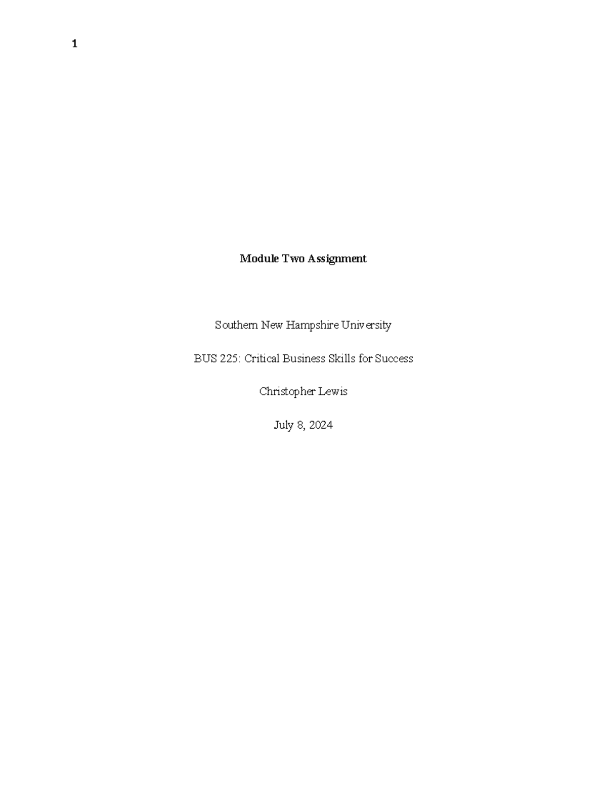 BUS225 Module Two Assignment - Module Two Assignment Southern New ...