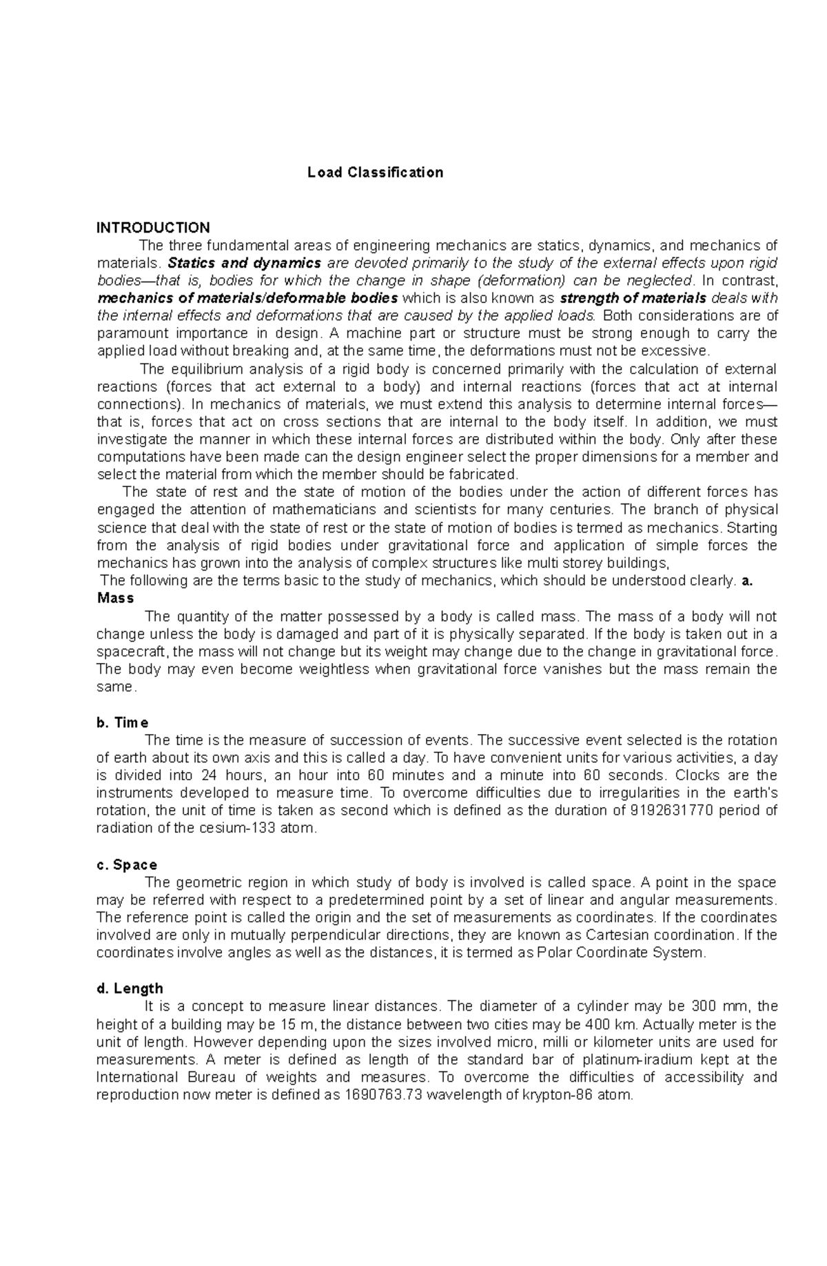 Load Classification - Load Classification INTRODUCTION The three ...
