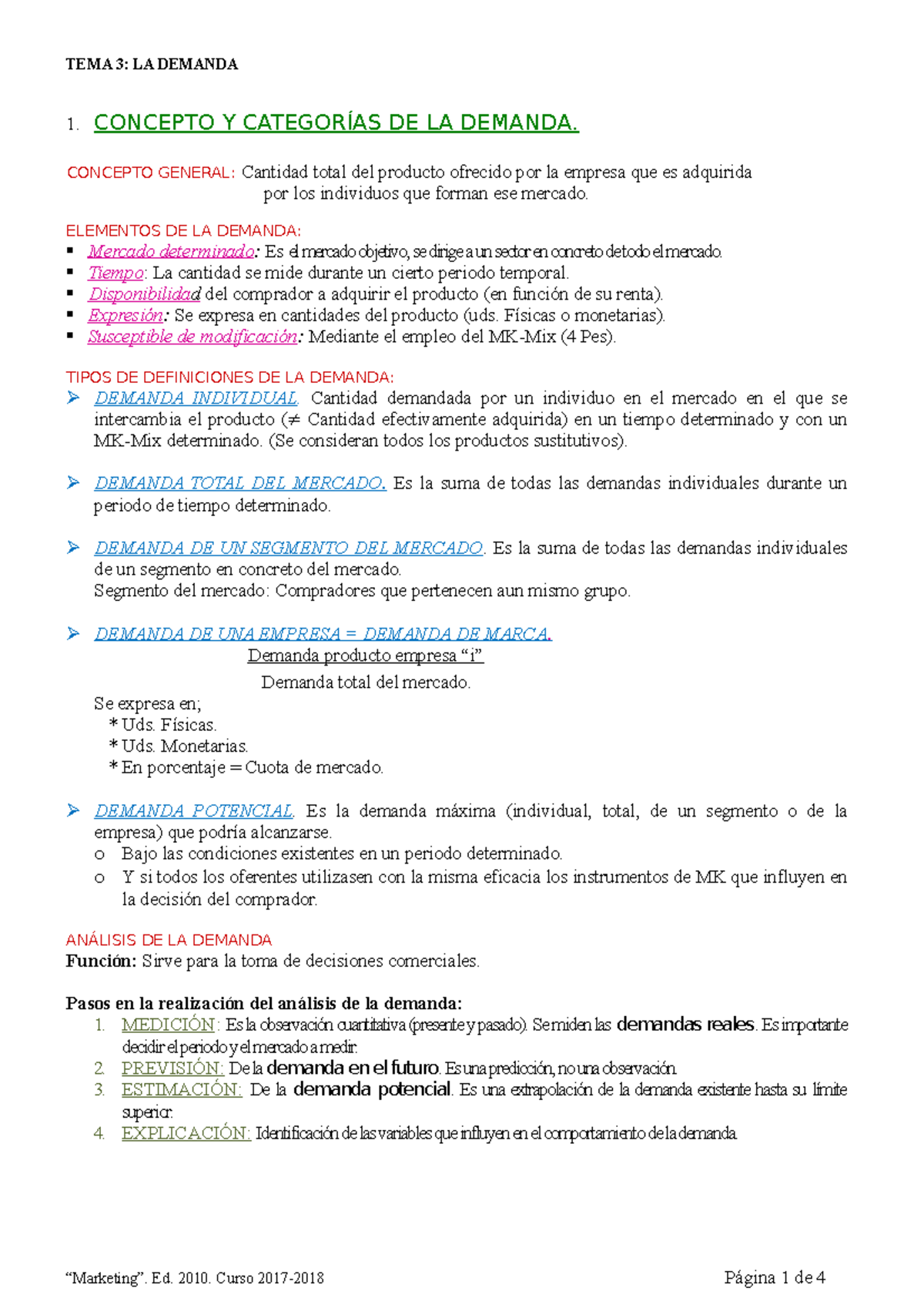 Resumen tema 03 La Demanda. conceptos, tipos y análisis de la demanda ...