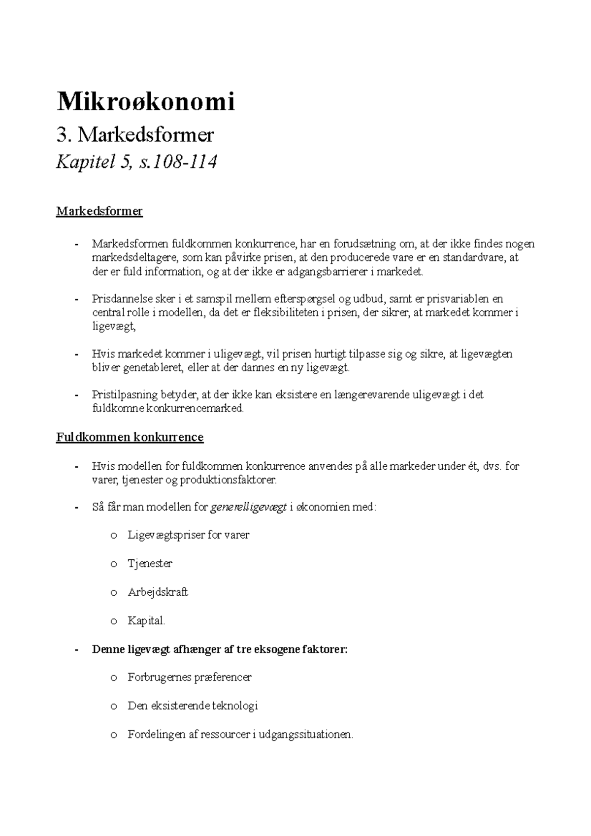 Mikroøkonomi emne om markedsformer og konkurrence - Mikroøkonomi 3 ...