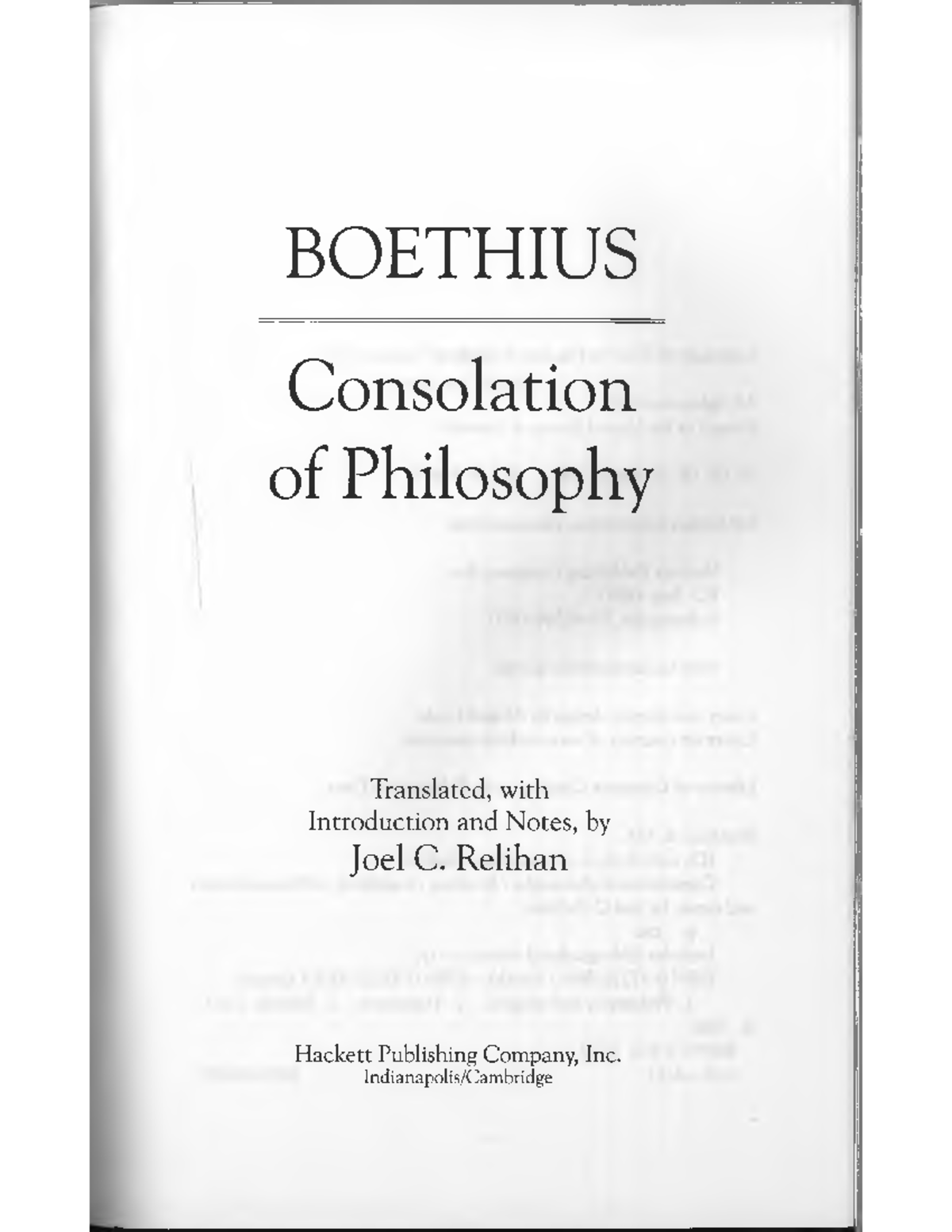 Boethius - Consolation of Philosophy Selections - BOETHIUS Consolation ...