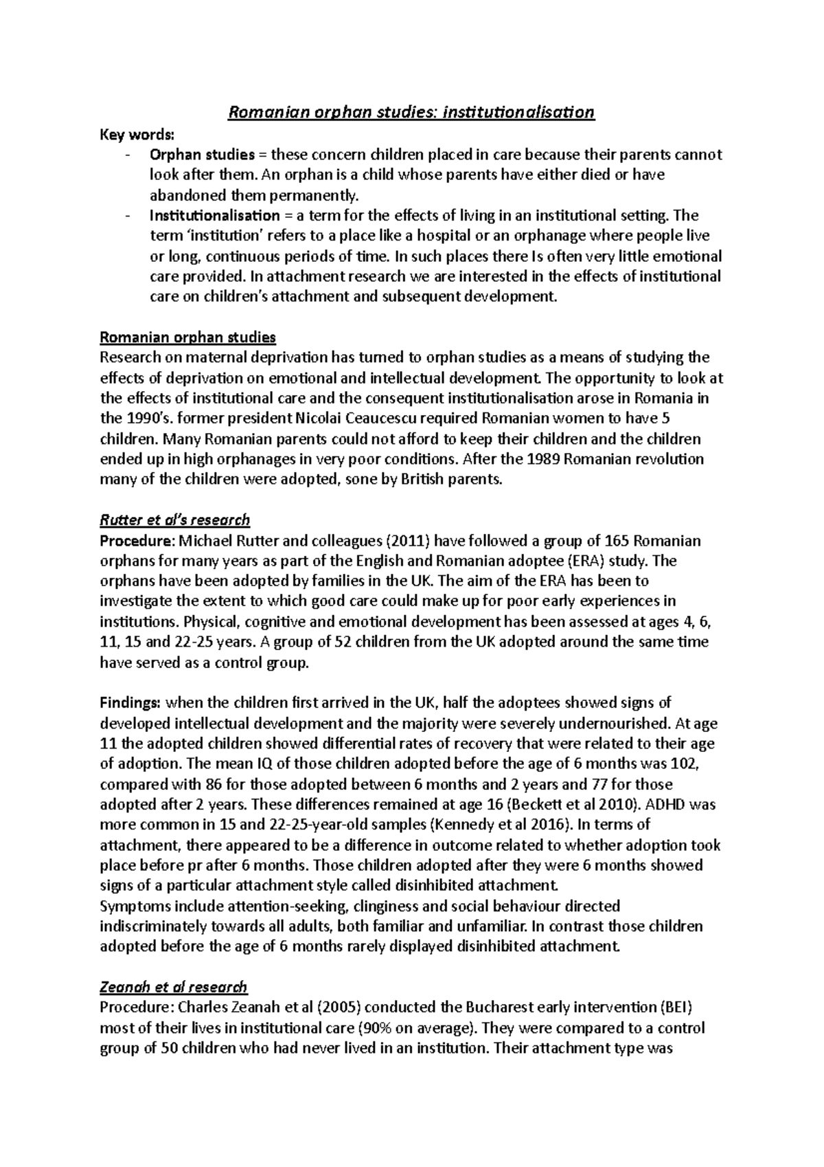 Romanian orphan studies - An orphan is a child whose parents have ...