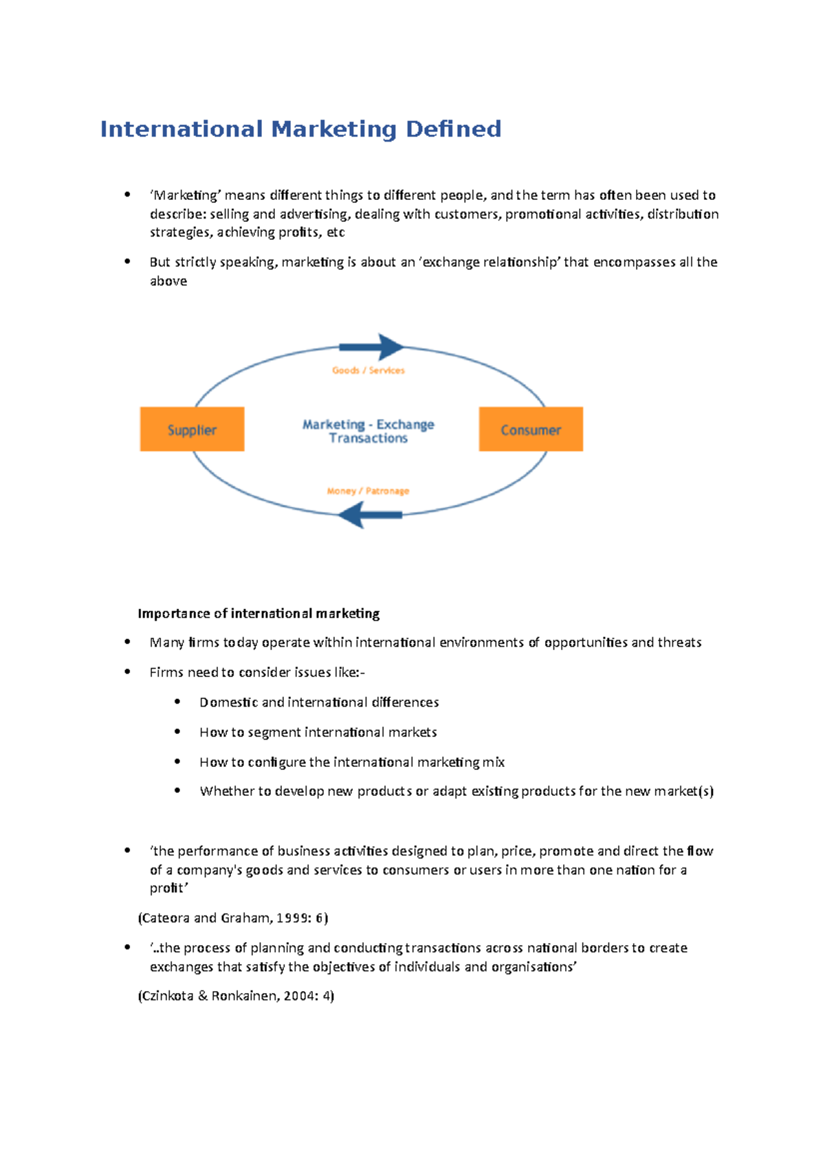 Global business cheat sheet final exam - International Marketing ...