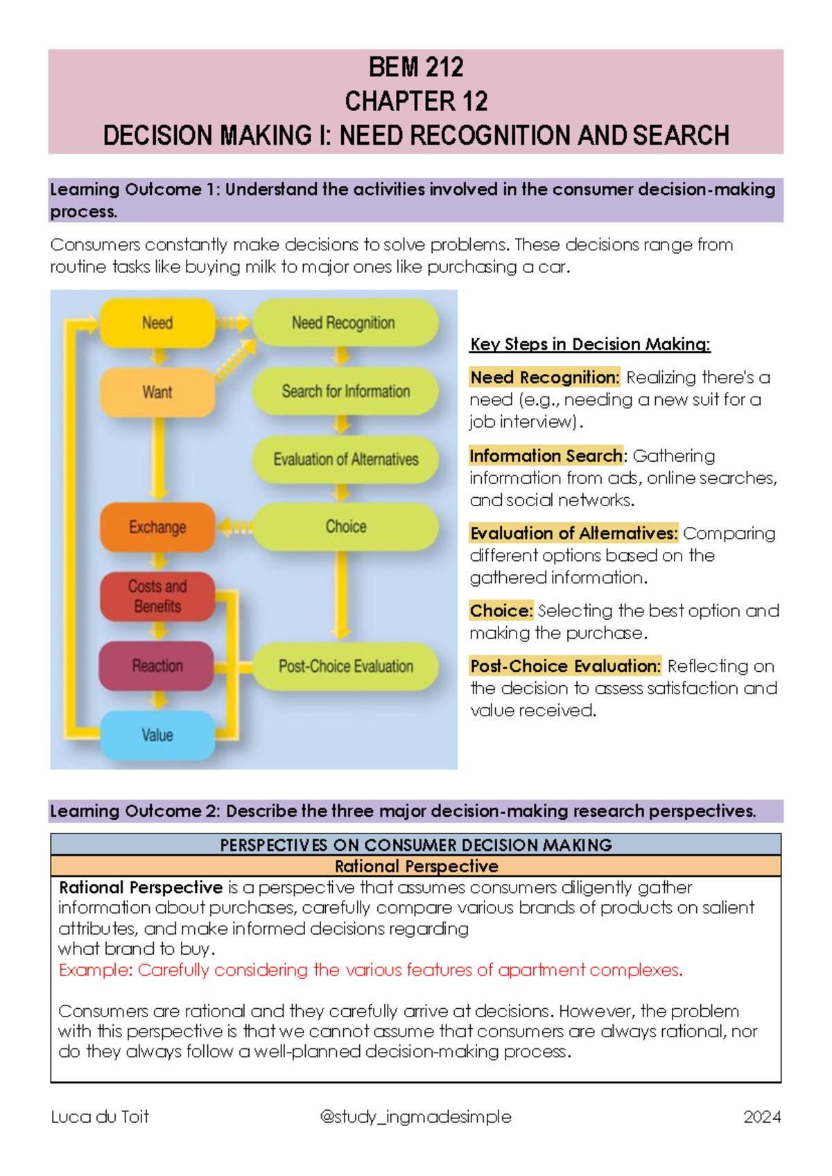 BEM 212 Chapter 12 - BEM 212 CHAPTER 12 DECISION MAKING I: NEED ...
