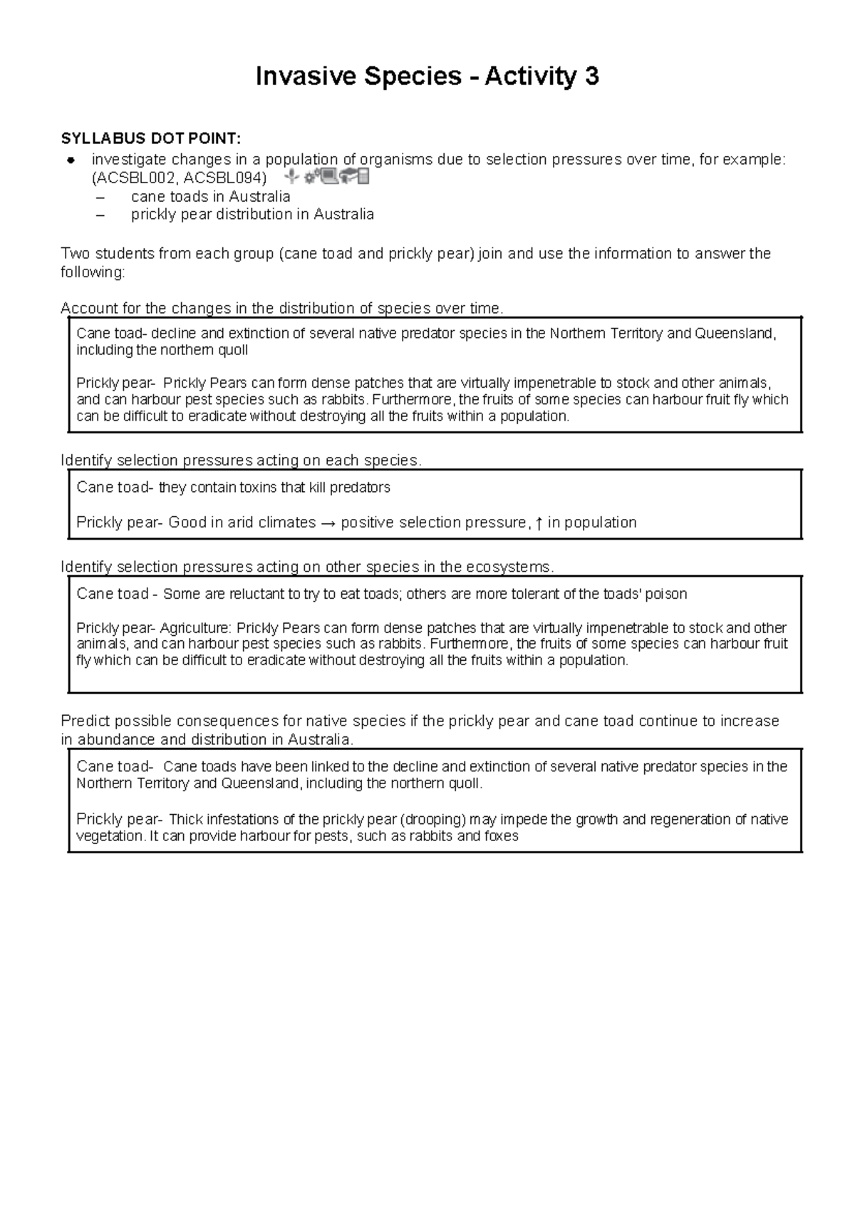 Real of Invasive Species - Activity 3 - Invasive Species - Activity 3 ...