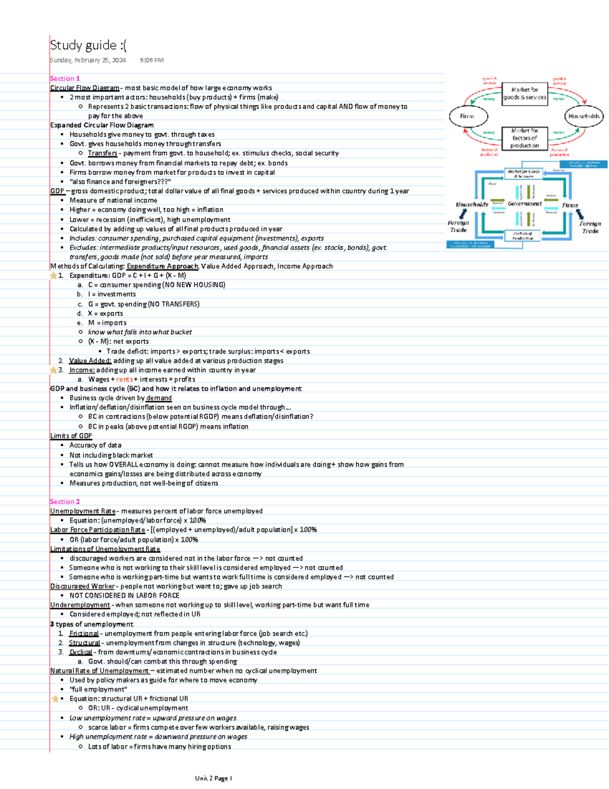 AP macroeconmics unit 2 - Section 1 Represents 2 basic transactions ...