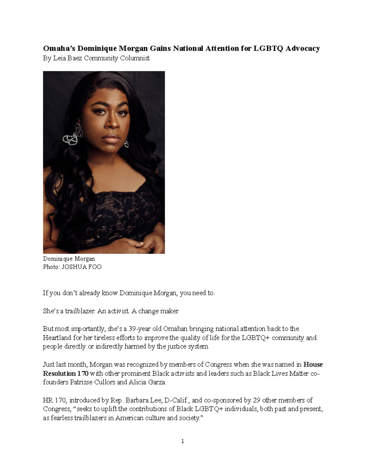 Dominique Morgan Profile - Omaha’s Dominique Morgan Gains National ...