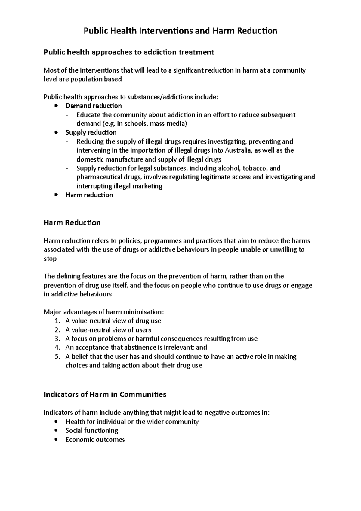 Week 6 - Public Health Interventions and Harm Reduction - Public Health ...