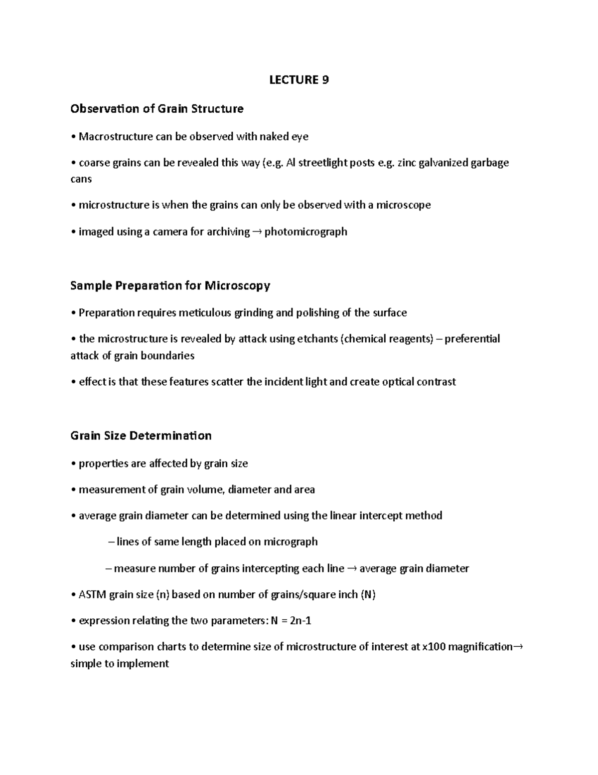 Lecture 9 - types of microscopy - LECTURE 9 Observation of Grain ...