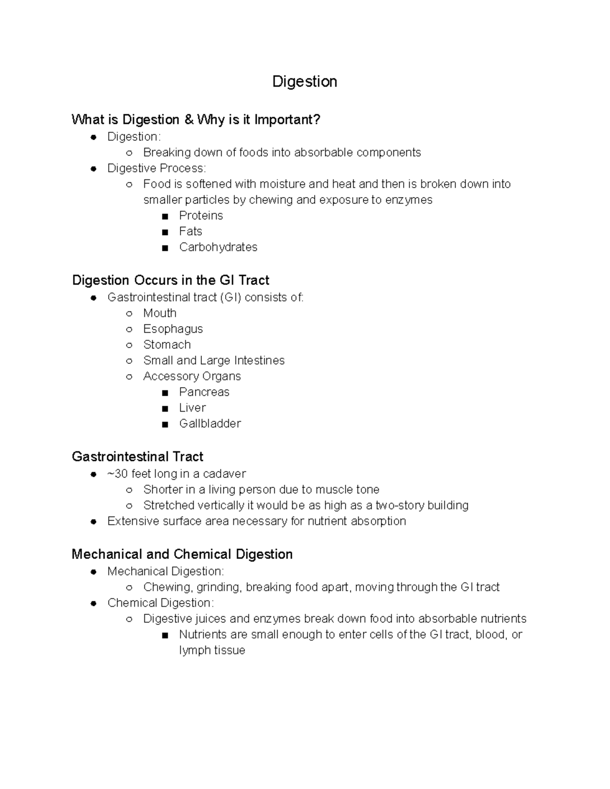 Digestion - Lecture 1 - Digestion What is Digestion & Why is it ...