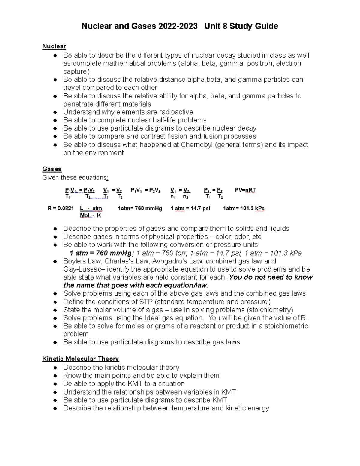 Nuclear and Gases Study Guide 2022-2023 - Nuclear and Gases 2022-2023 ...