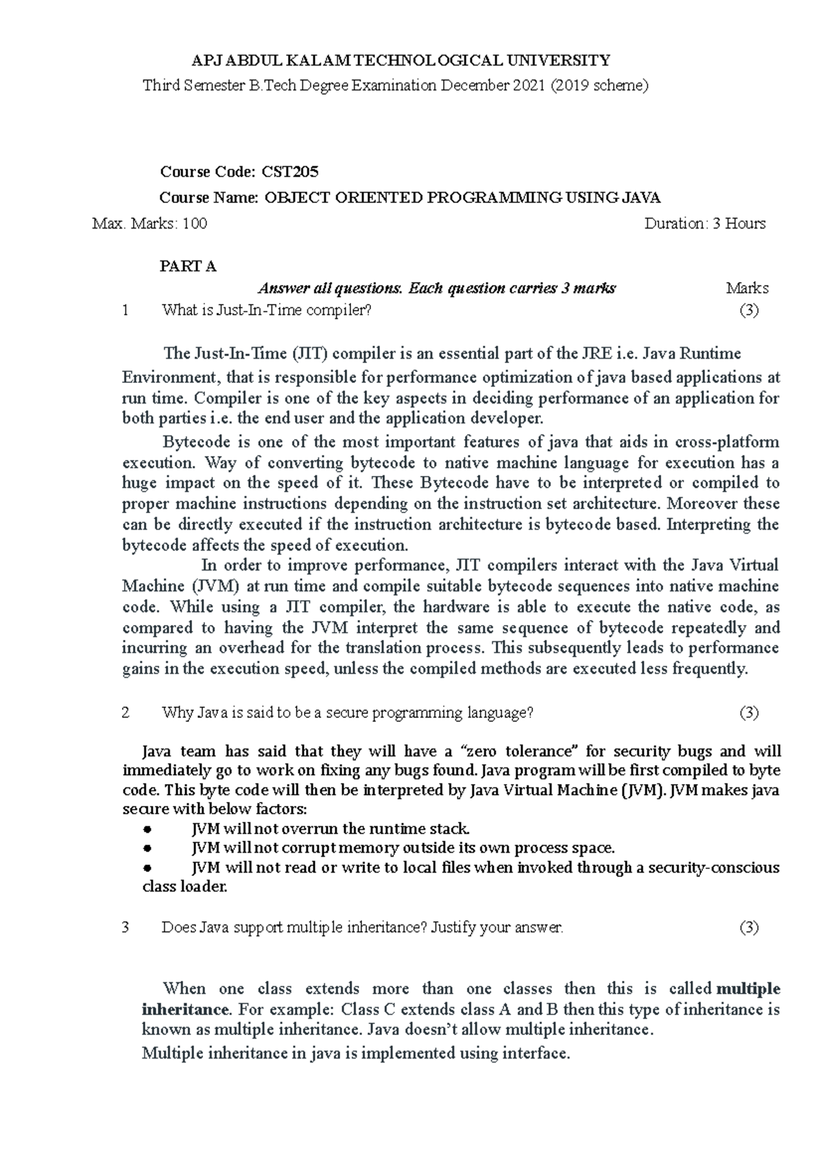 CST205-Asnwer key.docx - APJ ABDUL KALAM TECHNOLOGICAL UNIVERSITY Third ...