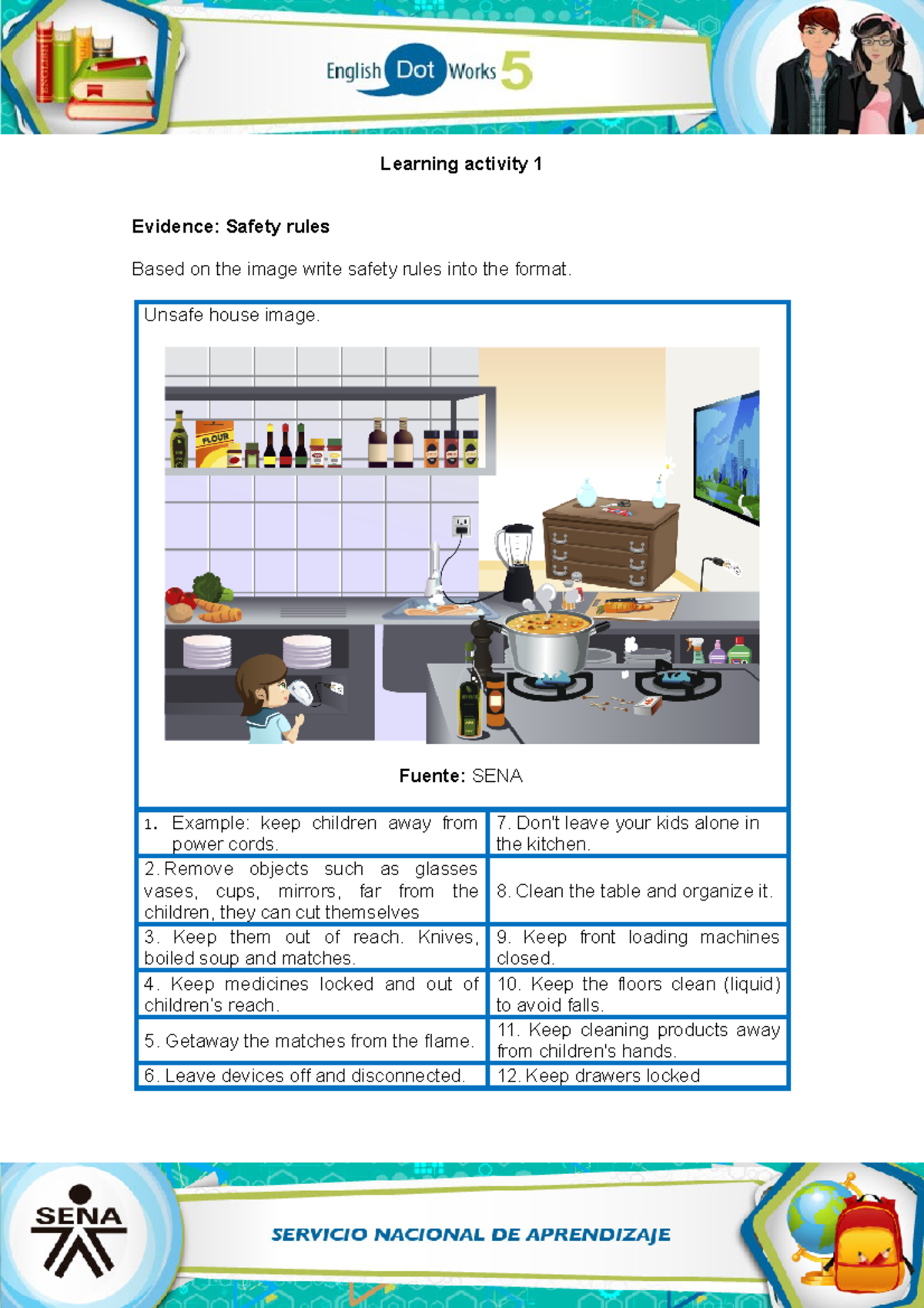 Evidence Safety rules - Unsafe house image. Fuente: SENA 1. Example ...