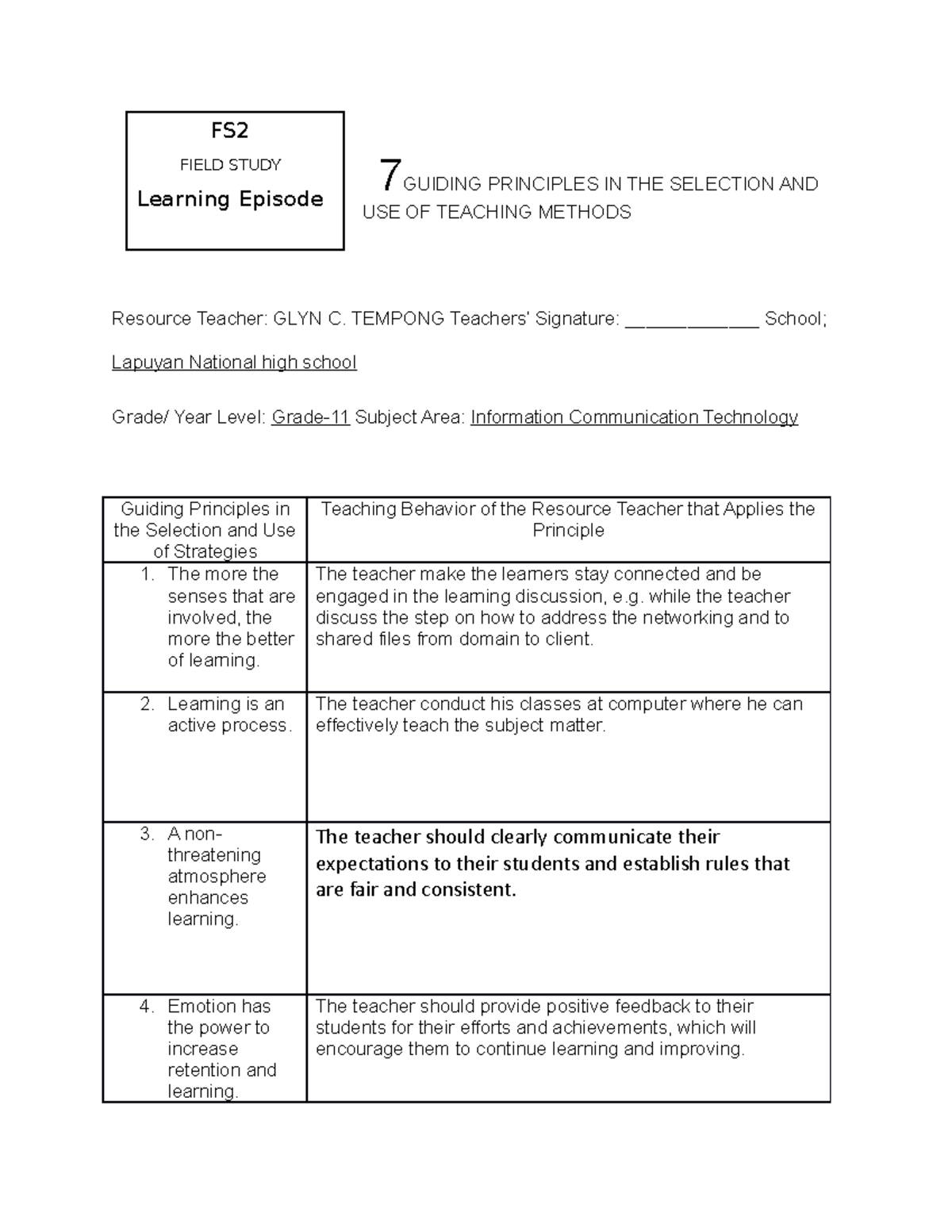 Field Study 2 - 7 GUIDING PRINCIPLES IN THE SELECTION AND USE OF ...