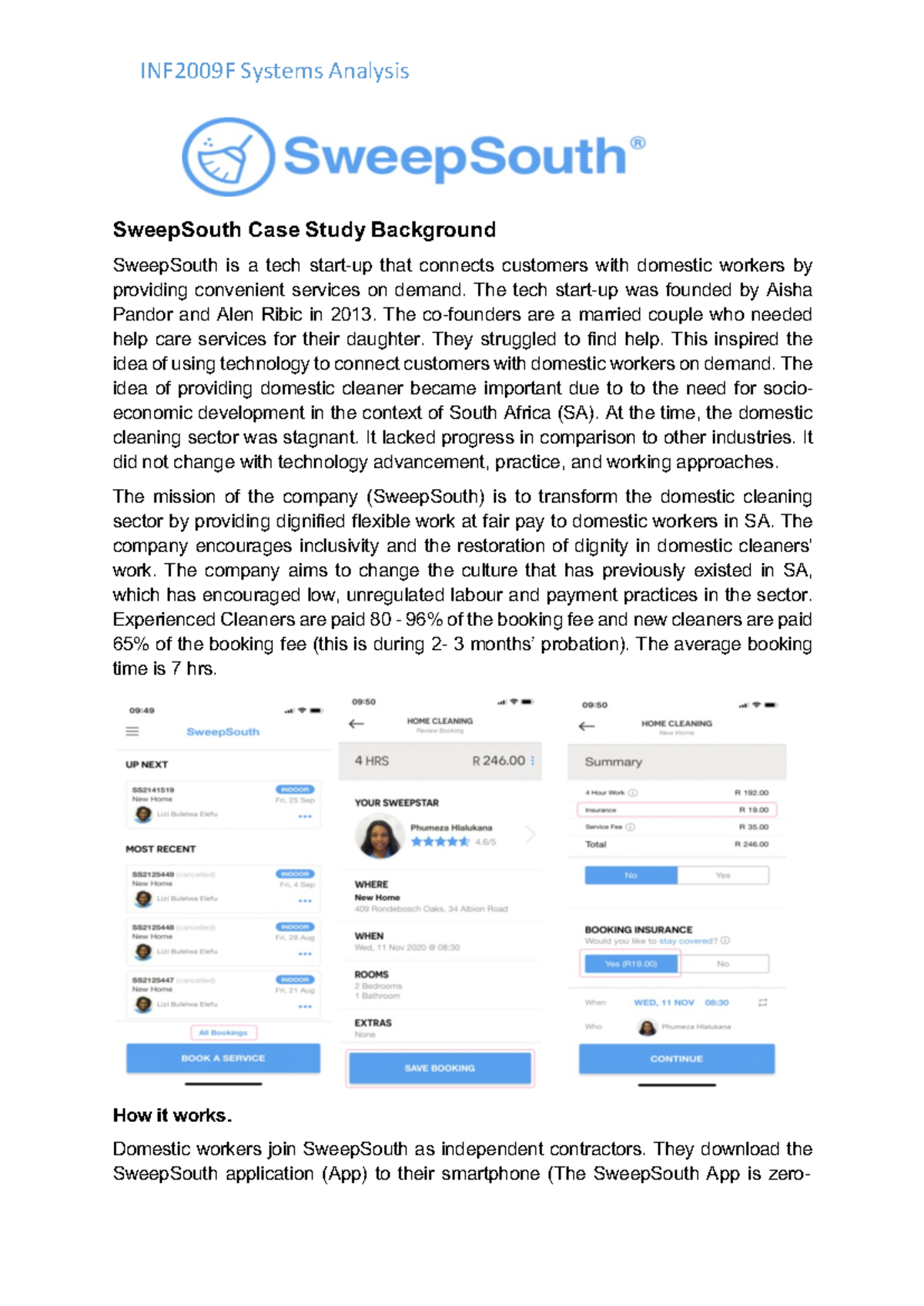 INF2009 F Sweep South Case Study - SweepSouth Case Study Background ...