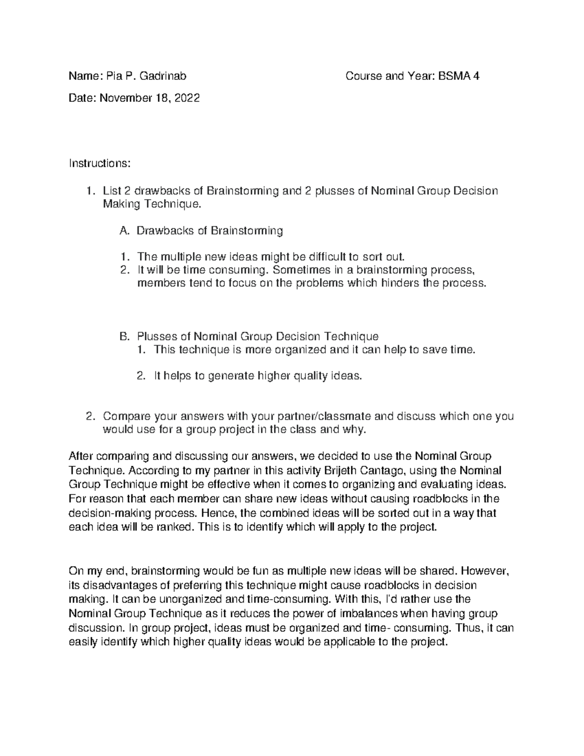 Foundations of Group Behavior(Chapter 9) - Name: Pia P. Gadrinab Course ...