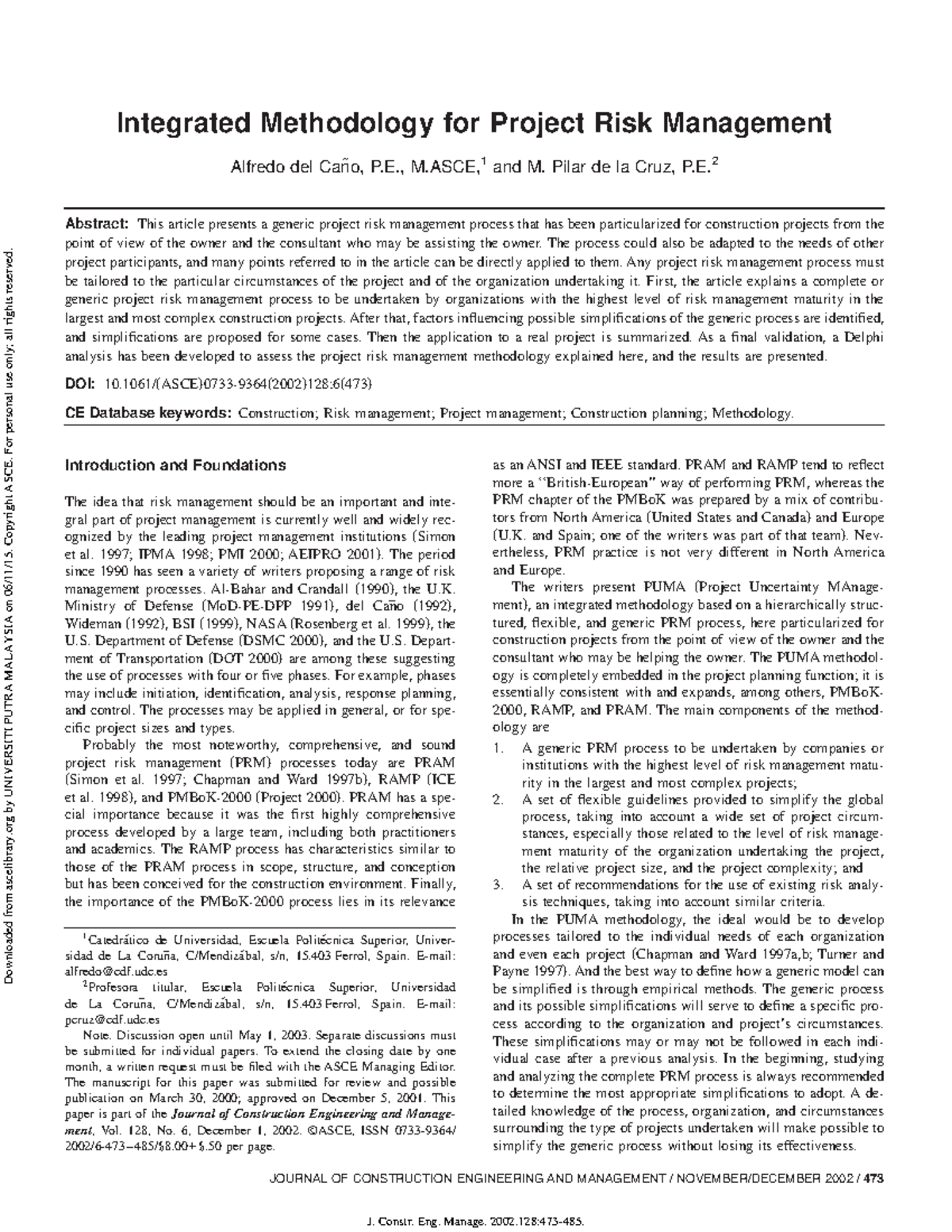 Paper-1 - Lecturre notes - Integrated Methodology for Project Risk ...