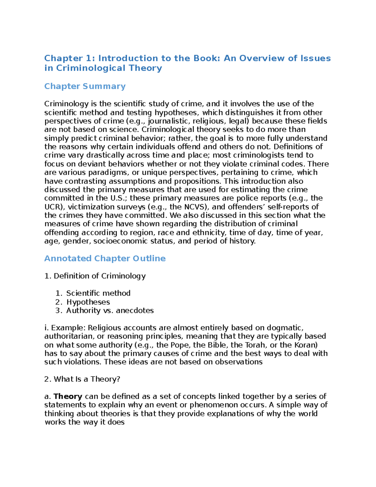 Ch.1 crju370 - An overview of issues in criminological theory, the dark ...