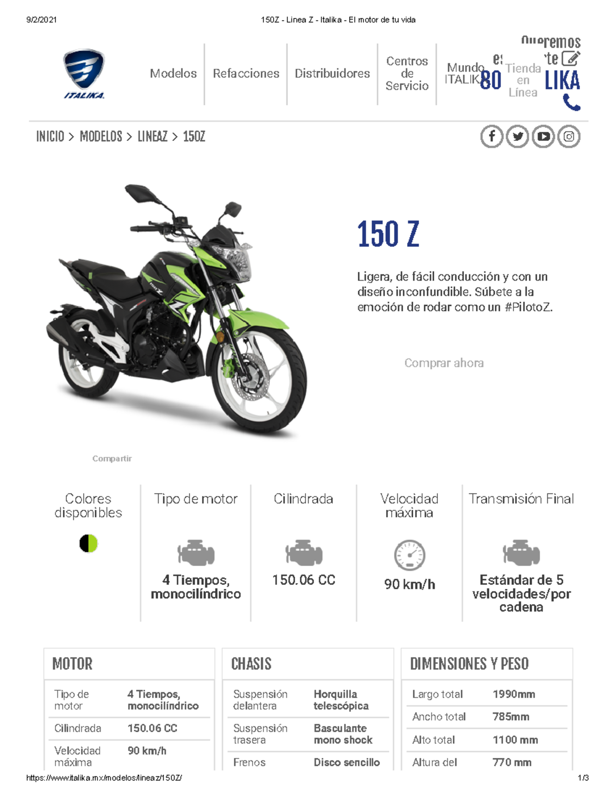 150Z - Linea Z - Italika - dssdadadadadad - 9/2/2021 150Z - Linea Z ...