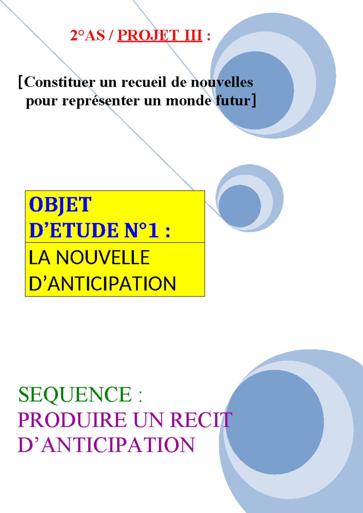 2°AS - Projet 3 - La nouvelle d'anticipation. 2024 - 2°AS / PROJET III : [Constituer un recueil ...