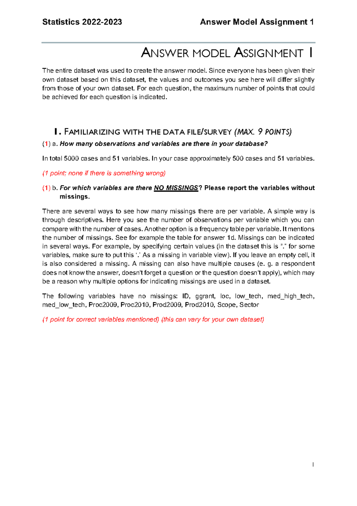 Answer Model Assignment 1 2022 2023 - ANSWER MODEL ASSIGNMENT 1 The ...