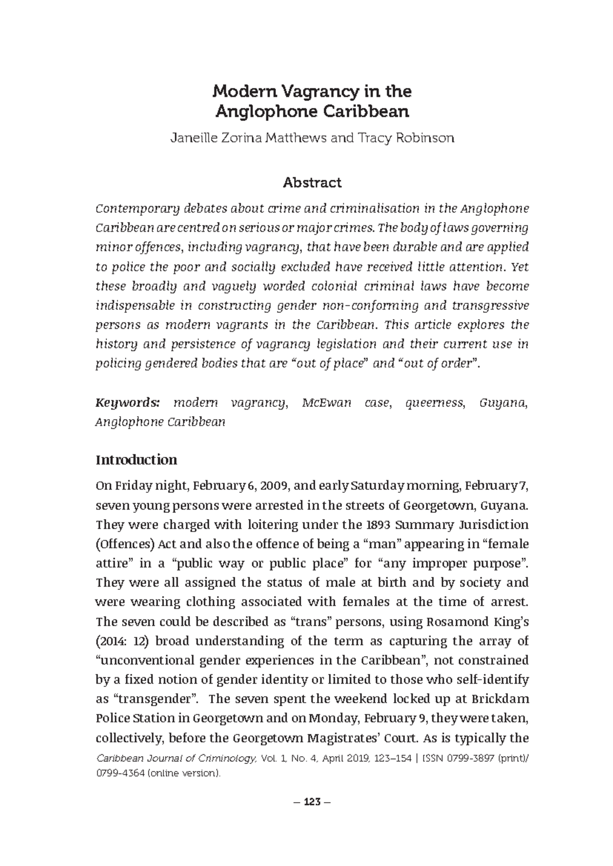 Modern Vagrancy in the Anglophone Caribbean..CJC2019 2 - Modern ...