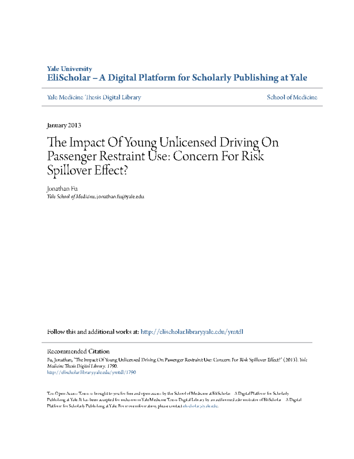 The Impact Of Young Unlicensed Driving On Passenger Restraint Use ...