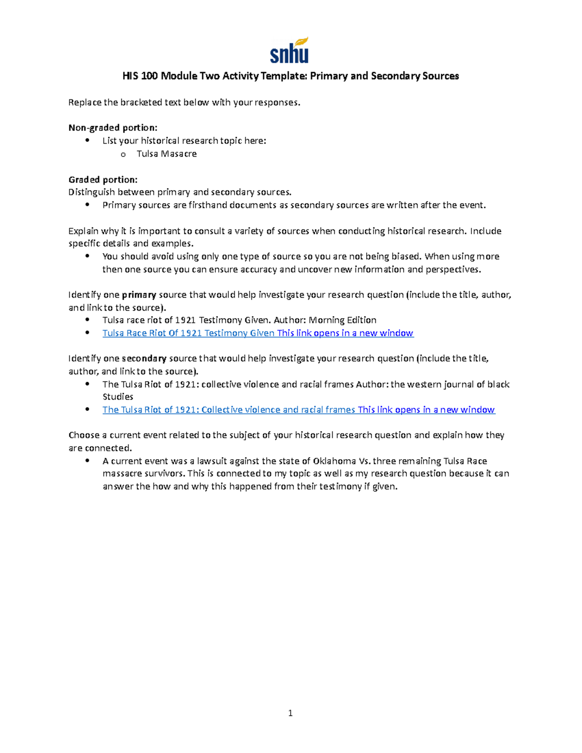 HIS 100 Module Two Activity Sources Template - HIS 100 Module Two ...