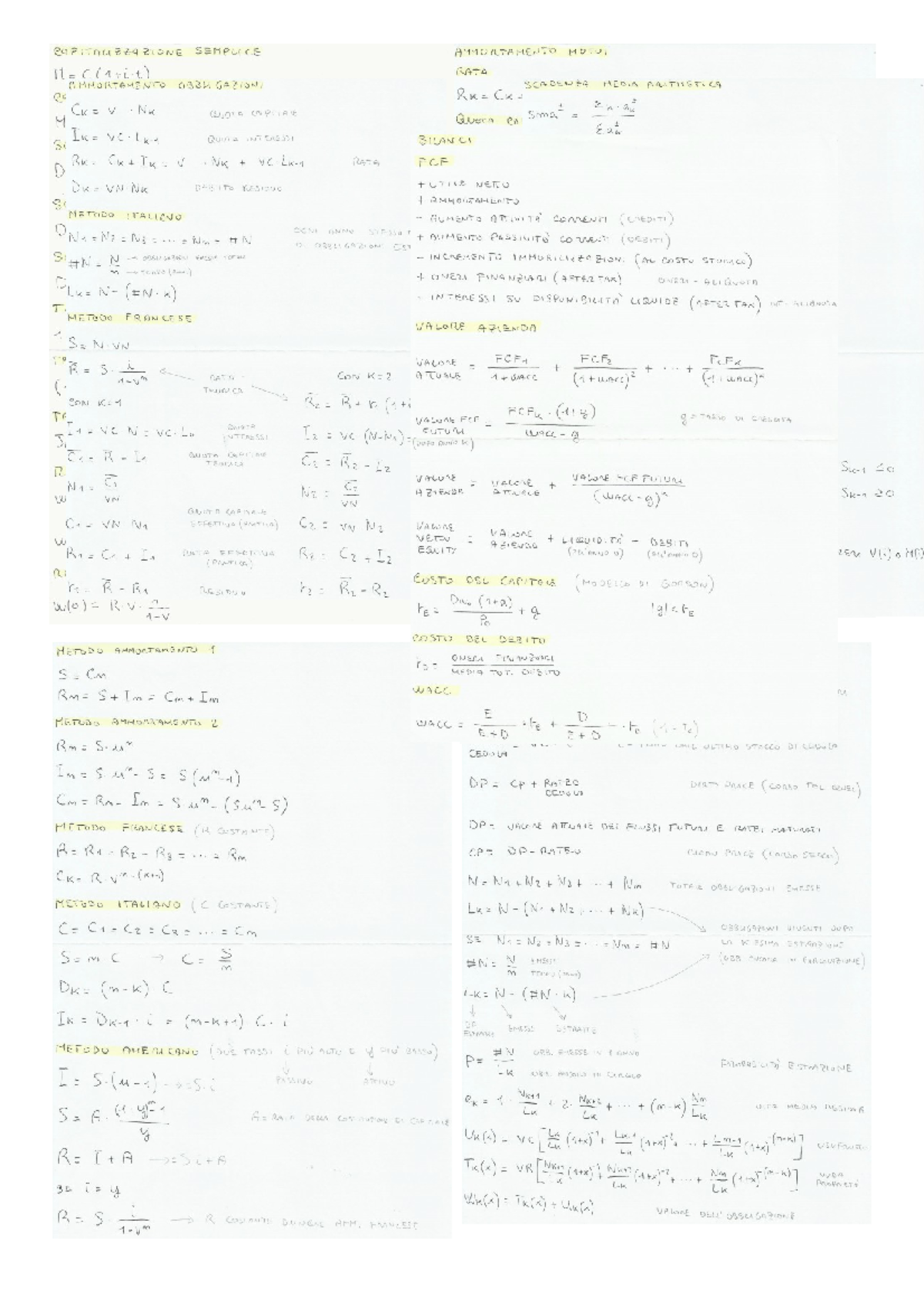 Formule Matematica Finanziaria prof. De Giuli - Studocu