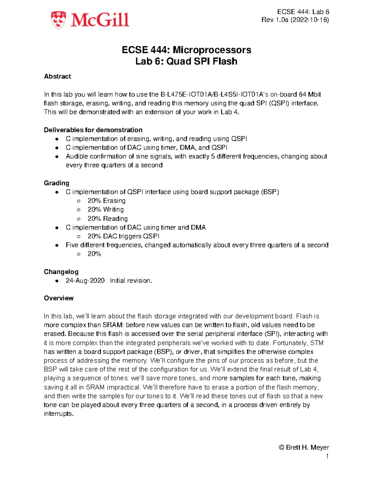 ECSE 444 Lab 6 QSPI - Lab instructions - Rev 1 (2022-10-16) © Brett H ...