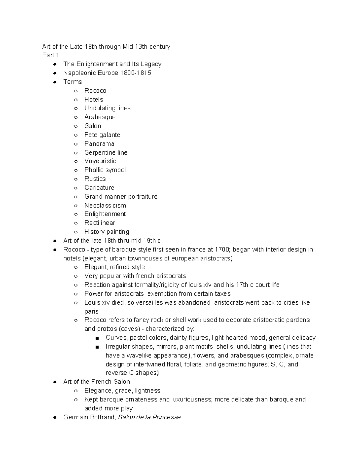 Lecture Notes 9 - Art of Late 18th Mid 19th Century Enlightenment - Art ...