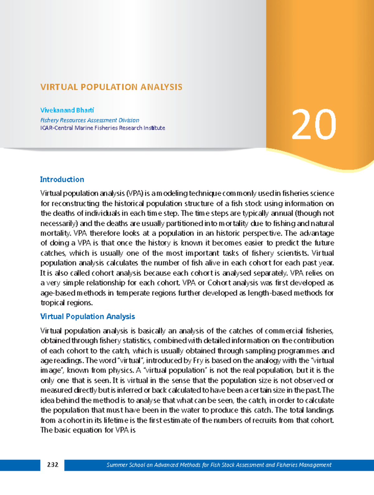 Virtual population analysis - Virtual population analysis Introduction ...