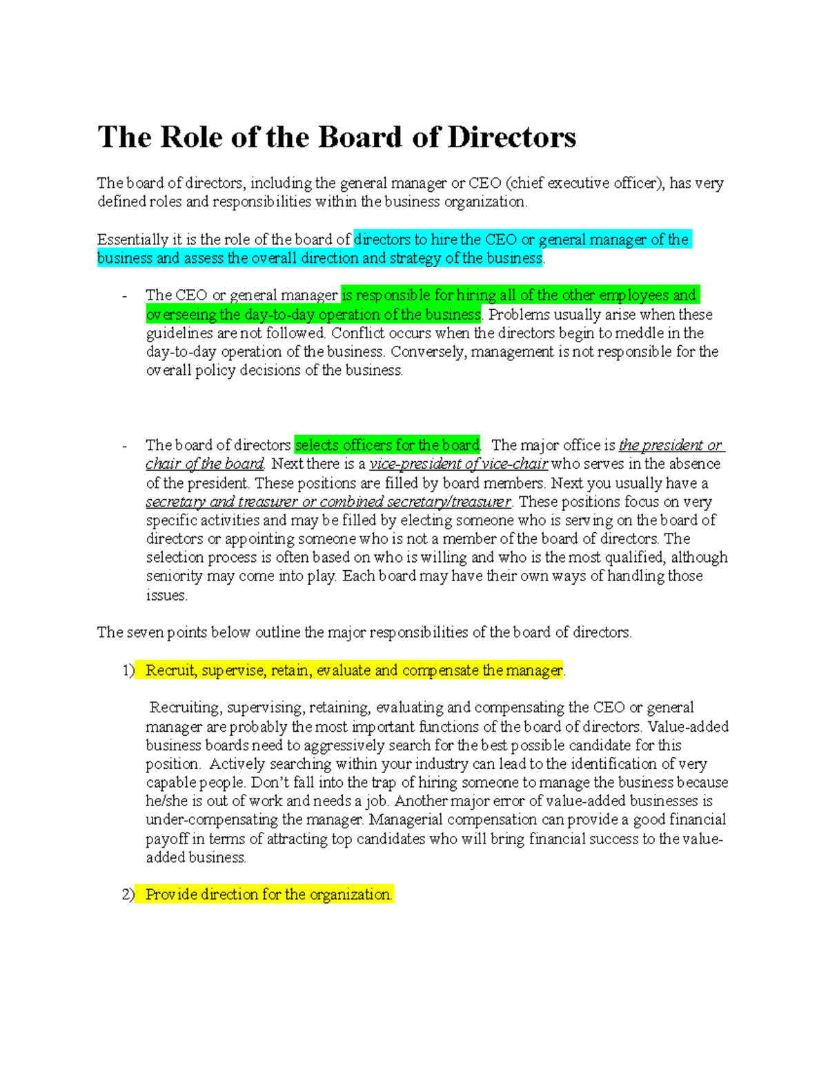 The role of BOD - University of People (Online Course) - The Role of ...