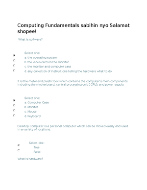 Pdfcoffee - Answerkey - COMPUTING FUNDAMENTALS- (maj) MAG OPEN PO KAYO NG MODULE PARA MAKA ...