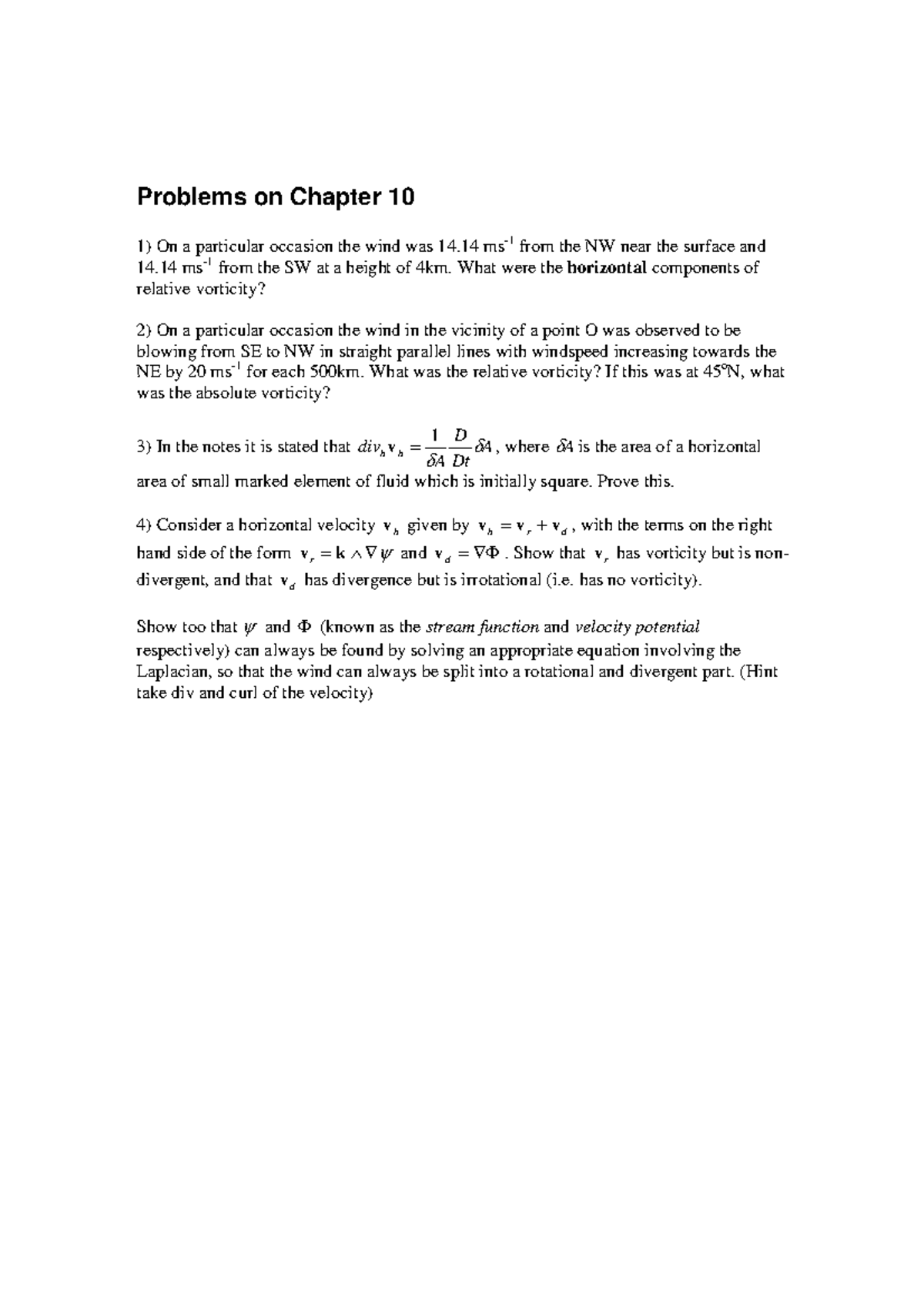 Tutorial 10 Questions - Chapter 10 - Problems on Chapter 10 1) On a ...
