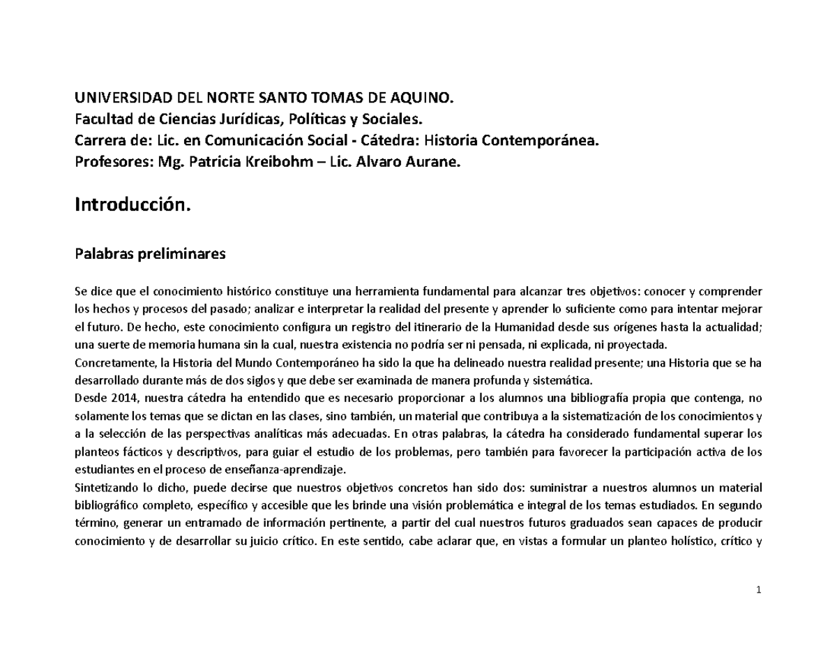 Unidad 1: 1ºGM-Rev Rusa-Oriente - UNIVERSIDAD DEL NORTE SANTO TOMAS DE AQUINO. Facultad de ...