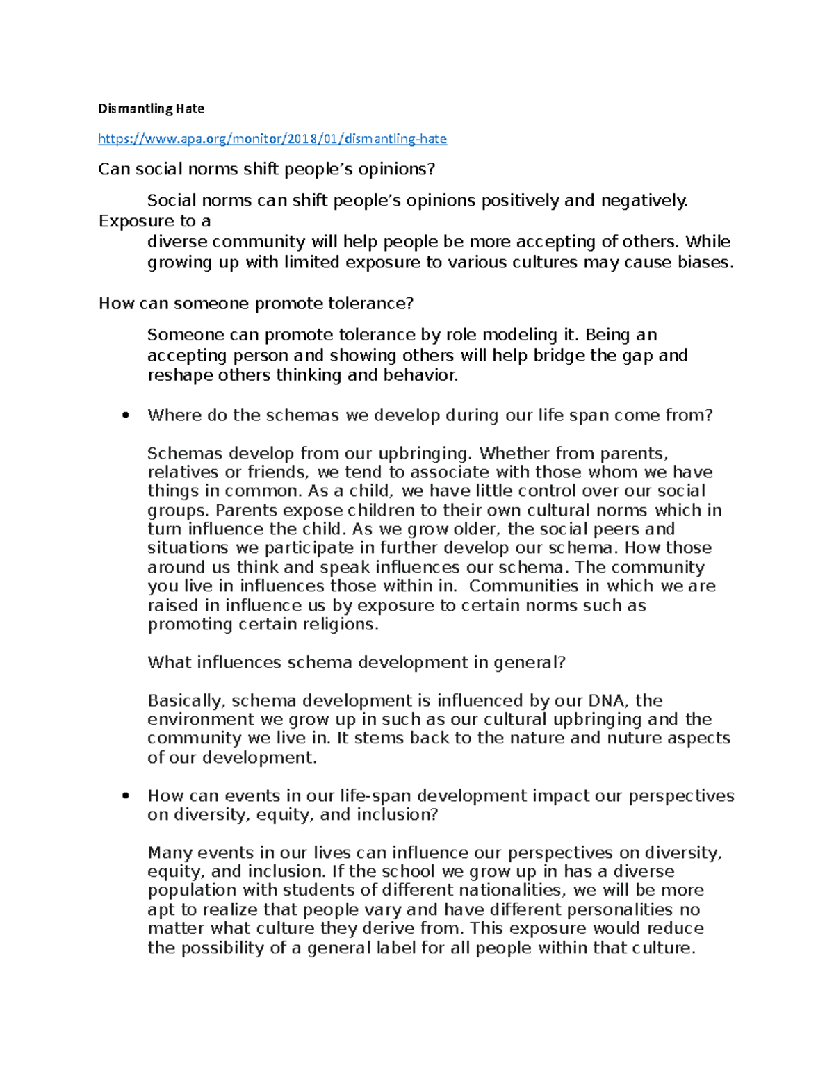 Module 2 Lifespan Dev Dismantling Hate - Dismantling Hate apa/monitor ...