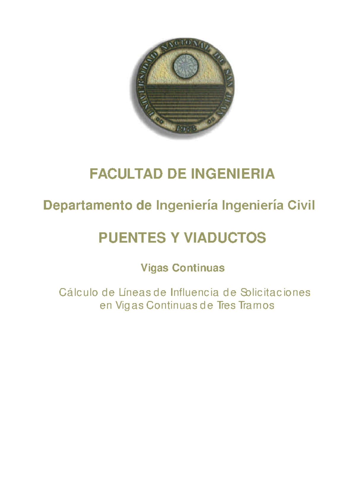LI Viga Continua Método General - FACULTAD DE INGENIERIA Departamento ...