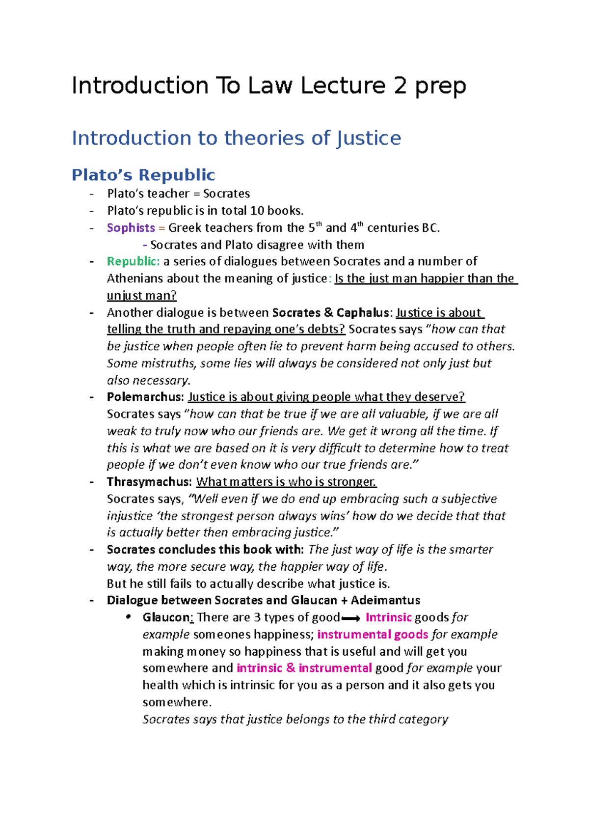 Introduction To Law Lecture 2 Notes THUAS - Introduction To Law Lecture ...