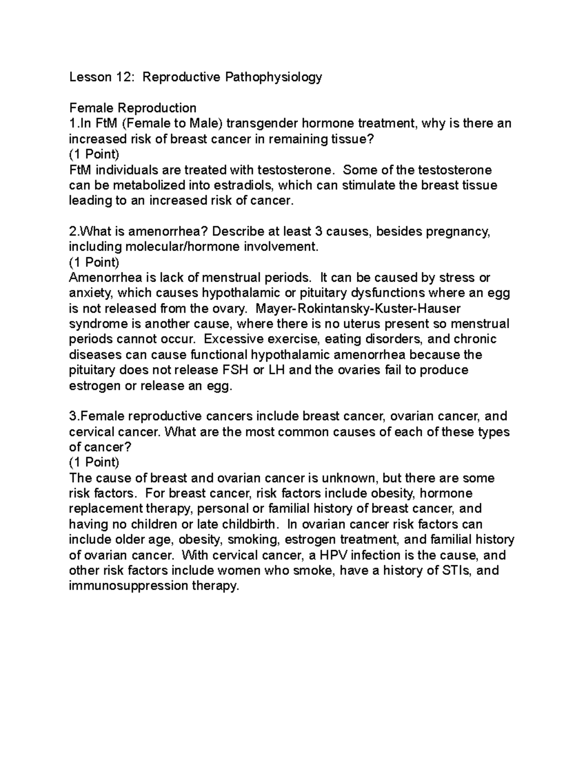 Lesson 12 Reproductive - Lesson 12: Reproductive Pathophysiology Female Reproduction 1 FtM ...