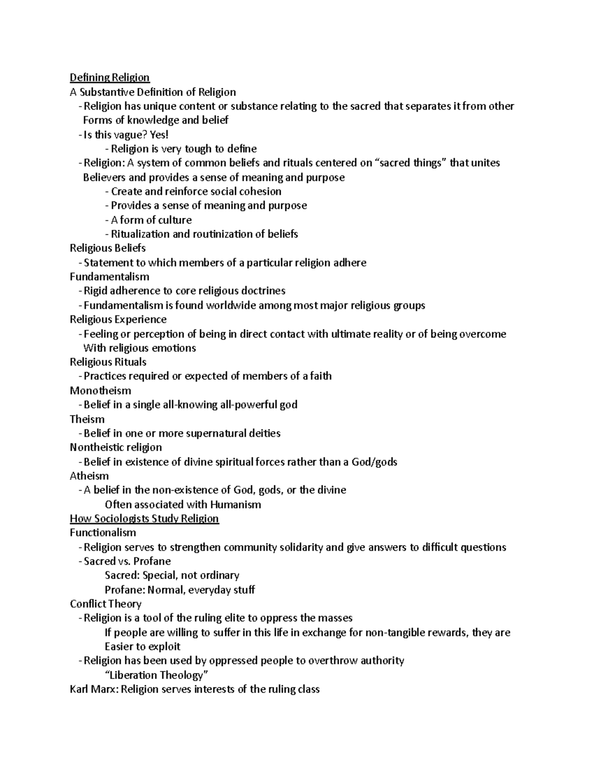 SOC 101 10 Lecture Notes Defining Religion A Substantive Definition soc-101-10-lecture-notes-defining-religion-a-substantive-definition