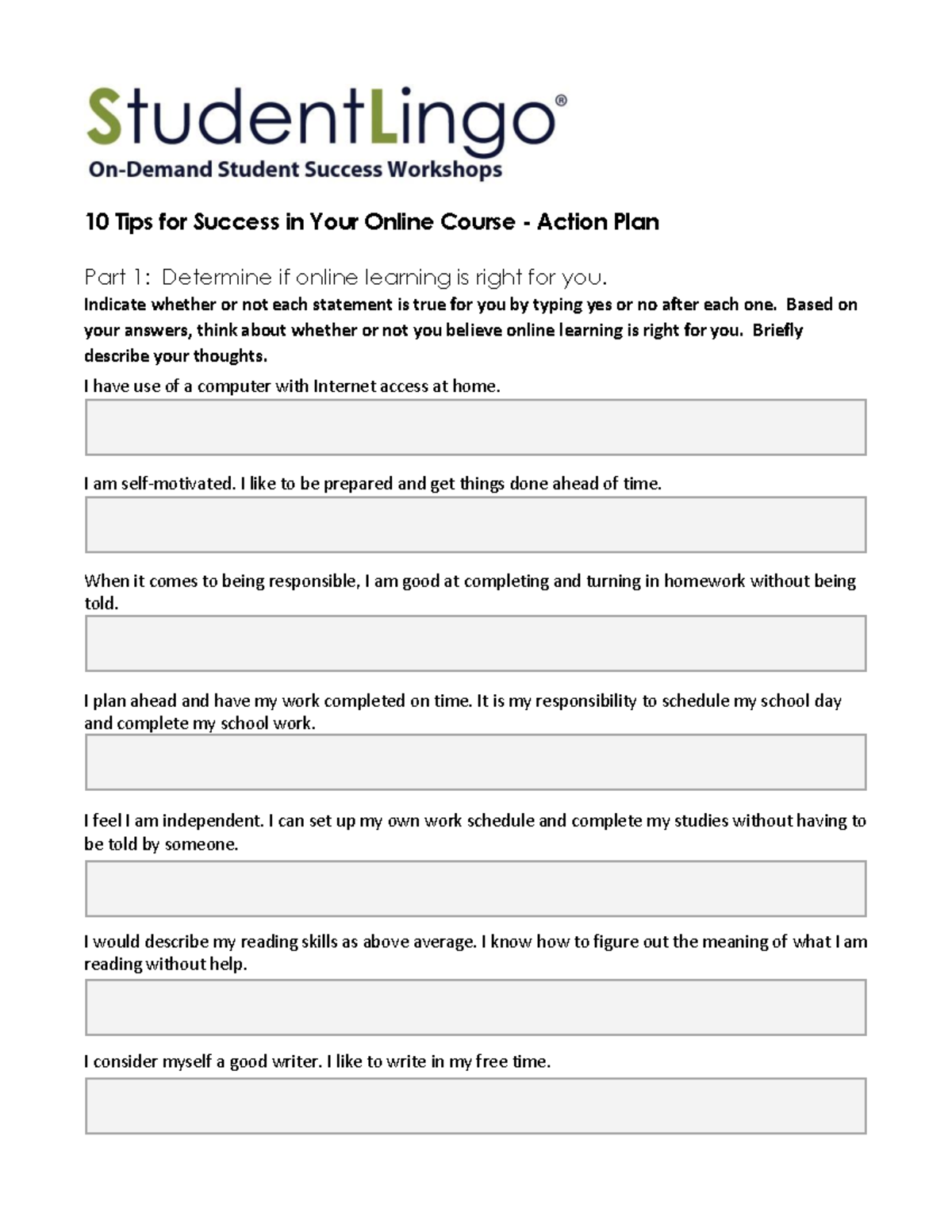 Action Plan 10 Tips For Success In Your Online Course - 10 Tips for ...