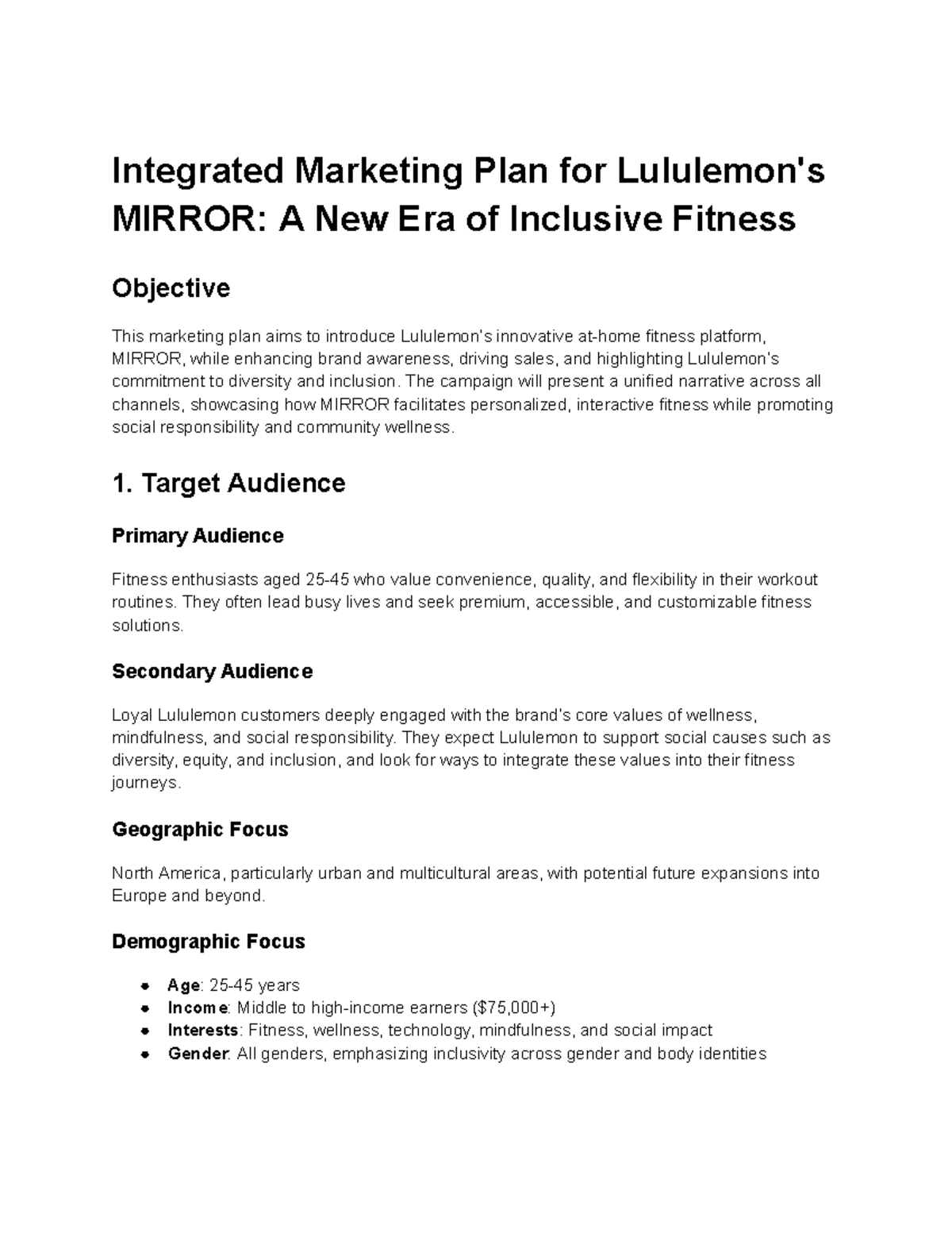 Integrated Marketing Plan for Lululemon's Mirror A New Era of Inclusive ...
