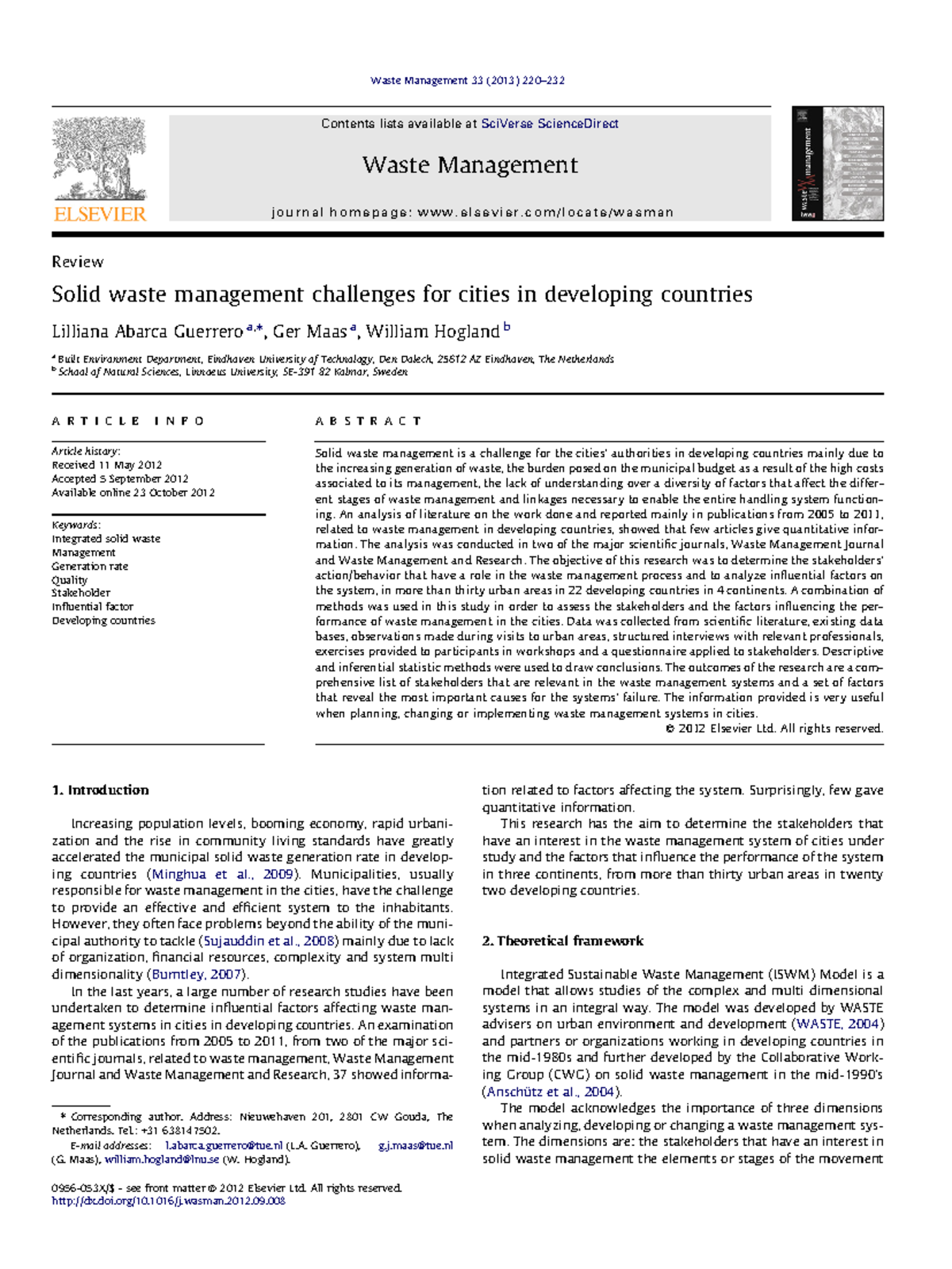 Solid waste management challenges - An analysis of literature on the ...