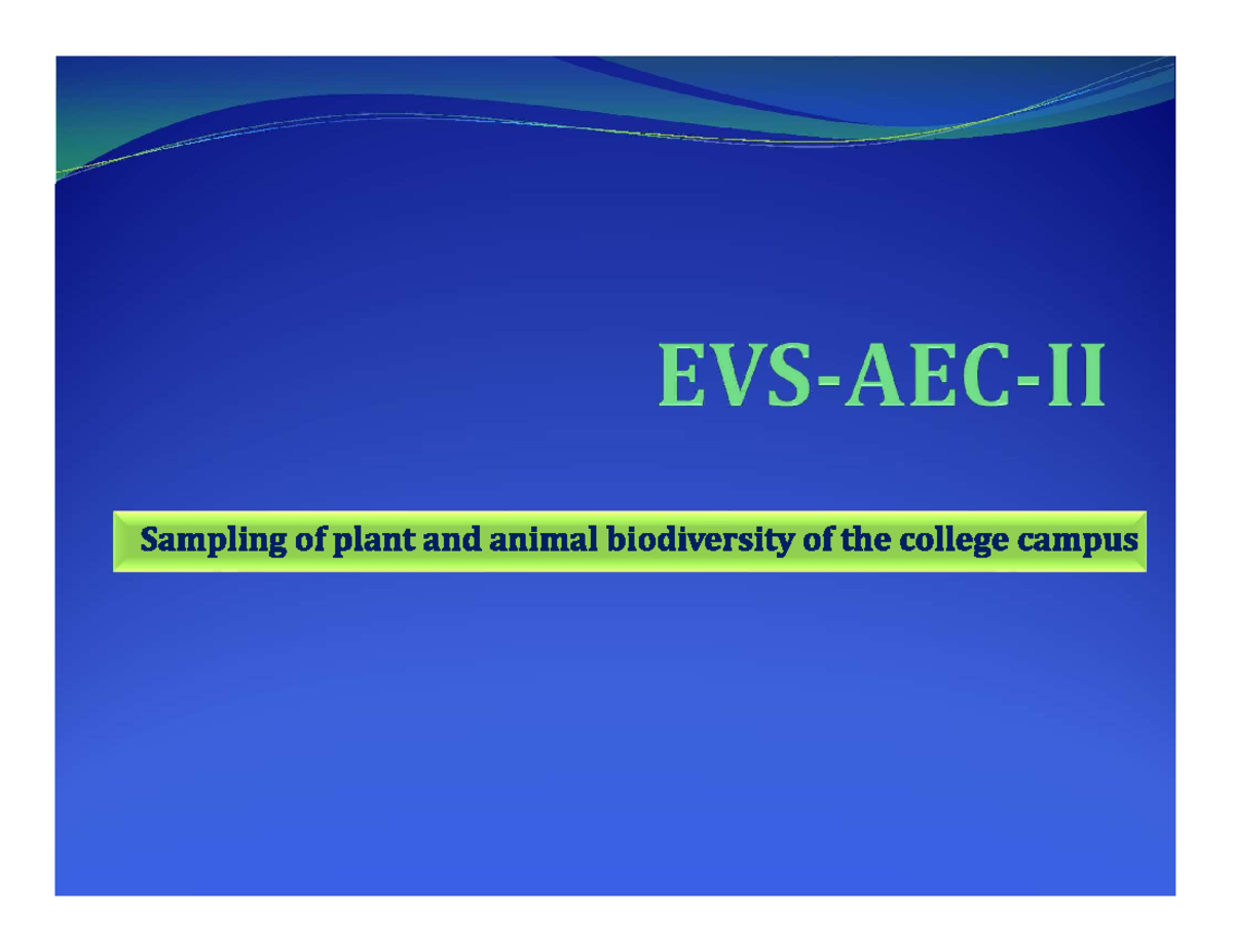 Biodiversity P1 AEC II S4 24 - Sampling of plant and animal biodiversity of the college campus ...