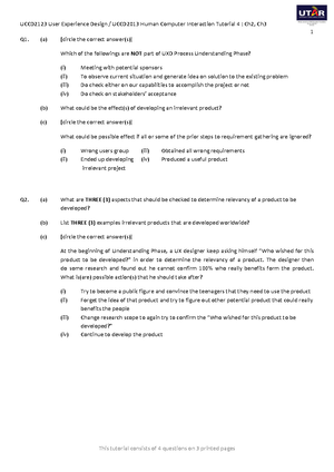 Tutorial 2 Questions - UCCD2123 User Experience Design / UCCD2013 Human ...