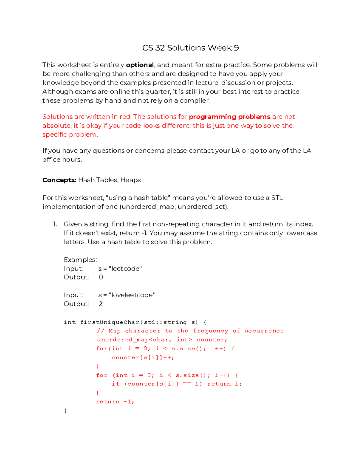 [CS 32 ] [Wk9] - Worksheet 9 - CS 32 Solutions Week 9 This worksheet is ...