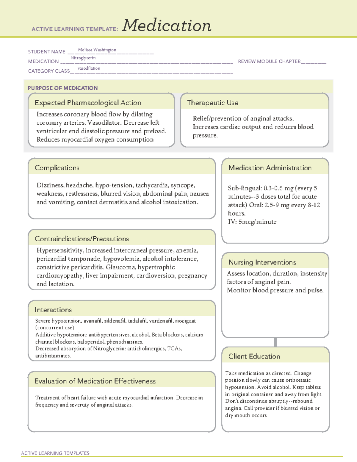 Medsheet nitro - medication template - ACTIVE LEARNING TEMPLATES ...