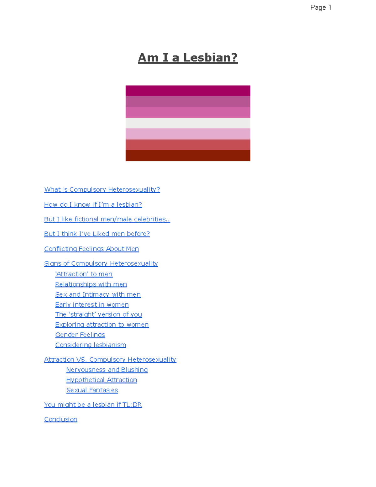 Am I a Lesbian Masterdoc - Am I a Lesbian? What is Compulsory ...